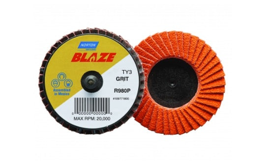 Norton 3" Blaze 60 Grit Roloc Flap Disc 10pk - N77696090152 – Power ...